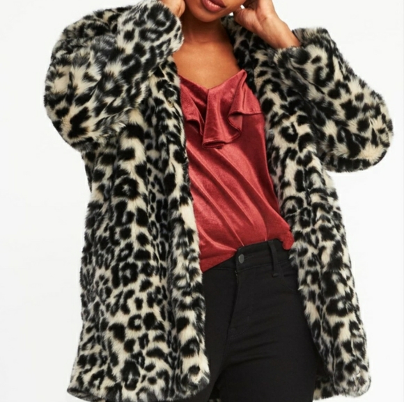 Old Navy | Jackets & Coats | Old Navy Faux Fur Leopard Print Coat | Poshmark